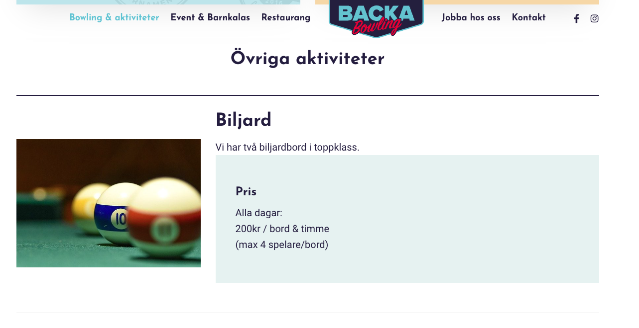 Backa Bowling - Biljard, Bowling och Napolitanska Pizzor - snookerhallen.se